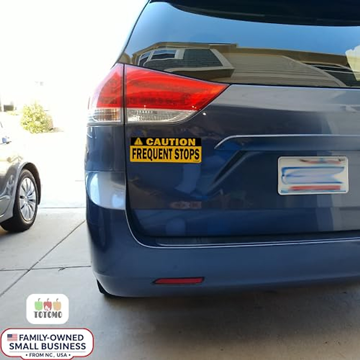 TOTOMO Caution This Vehicle Makes Frequent Stops Magnet 10"X3.5" Reflective Magnetic Safety Warning Sign Sticker for Carrier delivery Car Amazon Flex Driver (2 Pack)