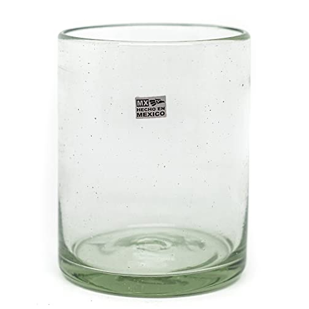 EMPORION Set of 6 Hand-Blown Clear Tumbler (10 oz) Glasses from Mexico - Rustic & Handcrafted Recycled Bubble Glass Drinking Glassware