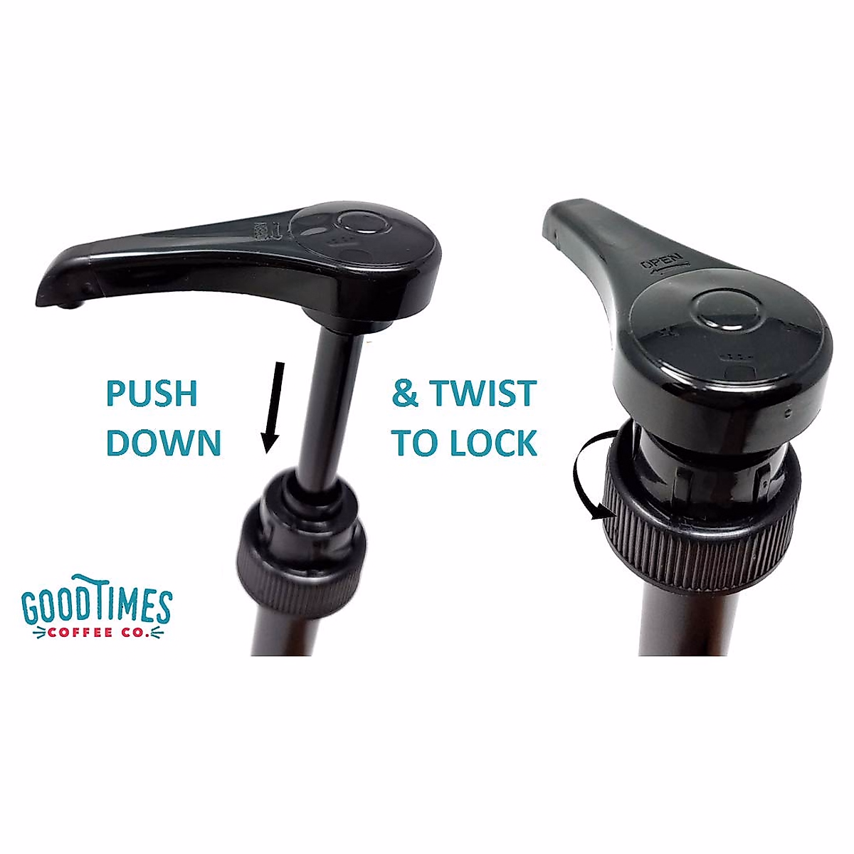 Black Coffee Syrup Pump for 750ml Bottles (Pack of 4) - Fits Upouria, Torani Syrups, DaVinci, (Monin 1 Liter Plastic Bottles Only), and Jordan's Skinny Syrups