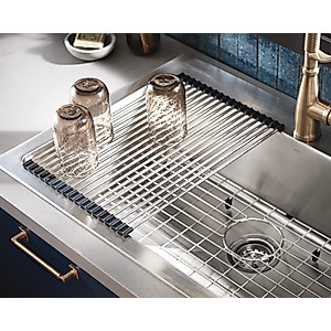 Moen Luxe Chef 18-Gauge Stainless Steel Dual Mount 33" x 22" Single Bowl Workstation Sink, Includes Cutting Board, Flexible Drying Rack, Colander, Bottom Sink Grid, and Drain, GS181012BUX