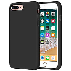 Anuck iPhone 8 Plus Case, iPhone 7 Plus Case, Soft Silicone Gel Rubber Bumper Case Microfiber Lining Hard Shell Shockproof Full-Body Protective Case Cover for iPhone 7 Plus /8 Plus 5.5" - T Black