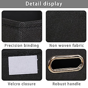 Yunkeeper Collapsible Storage Bins with Lids,Fabric Cube Storage Organizer With Handles,For Clothes Storage,Home, Nursery,Closet Office Basket,3 Pack,（Black