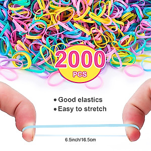 2000 PCS Mini Small Rubber Bands for Hair, Tiny Colorful Hair Elastics, Hair Rubber Bands for Girls Toddler Kids Baby, Premium Elastic Hair Ties with 2 PCS Topsy Tail Hair Tools, YLYL