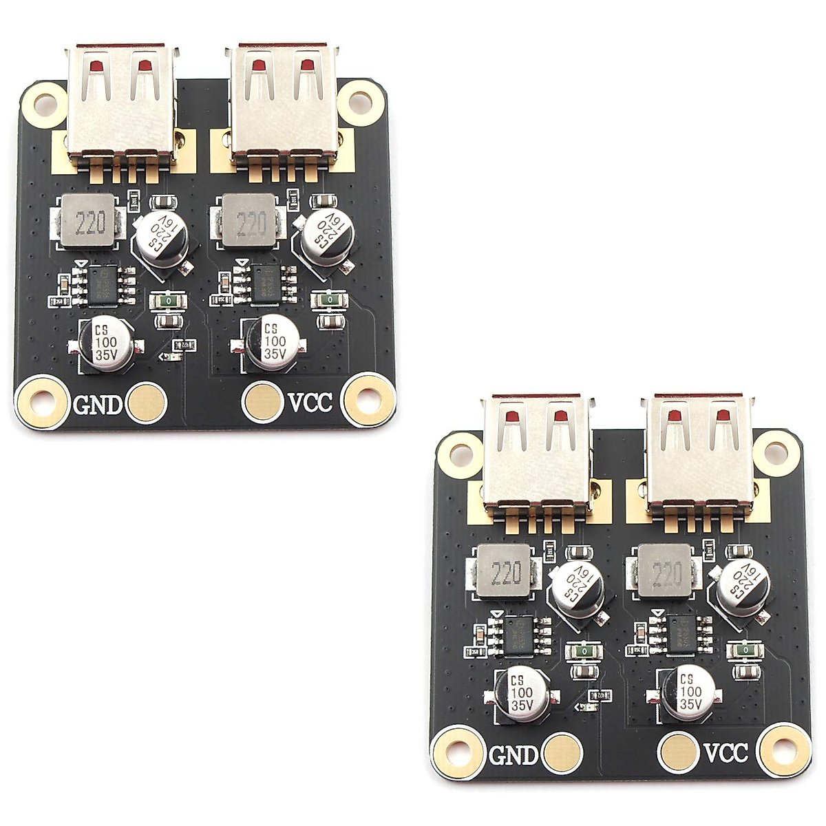 (2 Pack) JacobsParts 48W Dual USB QC 3.0 Fast Charge Step-Down Buck Module Power 12V 24V DC Input