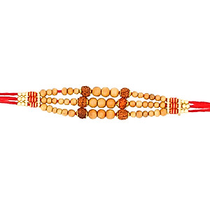 Traditional Three Rudraksh Rakhi for Little Brother Multicolor Beautiful & Fancy Designer Thread Raksha Bandhan Rakhi for Loving Brother Bhai RURAKH0029