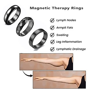 Hematite Rings for Women Anti-Swelling Black Obsidian Rings for Women Men (Ring Size 8)