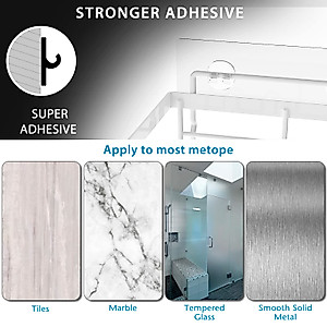 Moforoco Shower Caddy Shelf Organizer Rack, Self Adhesive Black Bathroom Shelves Basket, Home Farmhouse Wall Inside Organization and Storage Decor Rv Accessories, First Camper Apartment Essentials