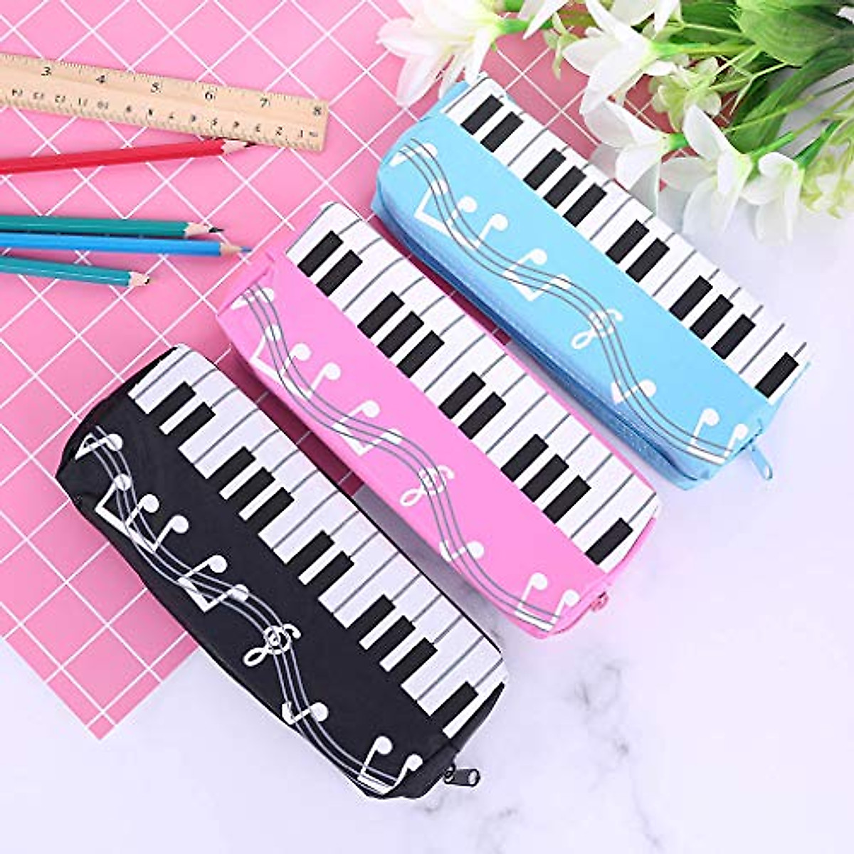 FEIlei Pencil Case, Music Notes Piano Keyboard Pencil Case Large Capacity Pen Bags Stationery Office -Pink