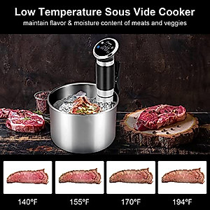 CAUKINS Sous Vide Machine Precision Cooker：Sous Vide Cooker 1100 Watts Immersion Sous Vide Low Temperature Cooker Immersion Circulator for Sous Vide