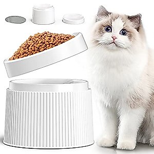 iPettie Elevated Cat Food Bowl Cat Dish, Tilted Pet Feeding Station with Stand for Small Dog, Made from Certified Food-Safe Plastics, Better Than Stainless Steel and Ceramic