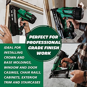 Metabo HPT 18V MultiVolt™ Angled Cordless Finish Nailer Kit, 15 Gauge, 1-1/4" up to 2-1/2" Angled Finish Nails, (1) 18V 2.0Ah Lithium Ion Battery, Charger, Bag, Lifetime Tool Warranty, NT1865DMAST