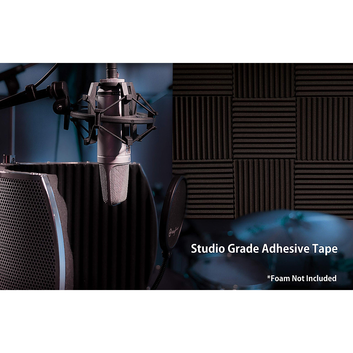 New Path Designs Double-Sided Acoustic Foam Panel Mounting Squares, 48-Pack, Studio-Grade Adhesive Tape, Heavy Duty Bond to Acoustic Panels/Soundproof Foam, No Wall Residue (for 12 Standard Panels)