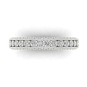 1.44 ct Brilliant Round Cut Clear ZIron 14k White Gold Eternity Wedding Engagement Designer Anniversary Ring Band Sz 5