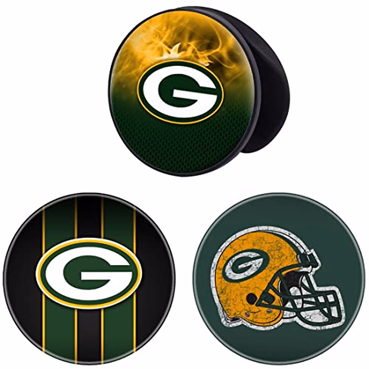 MIULHPA (3 Pack )Multifunction Football Team Cell Phone Stand Holder and Grip. Foldable Phone Kickstand Mount Compatible for Smartphones (Green Yellow Design)