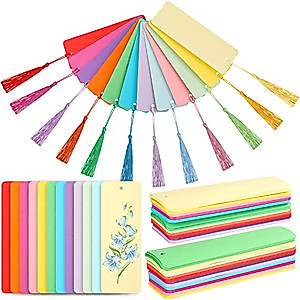 120 Pcs Blank Bookmarks Cardstock Paper Bookmarks with 120 Pcs Colorful Tassels Craft DIY Bookmarks Bulk Blank Book Marks for Kids DIY Classroom Projects Gifts Tags Crafts 1.89 x 5.51 Inch 12 Colors