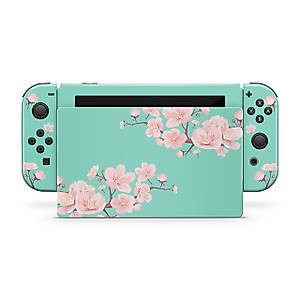 Tacky Design Flowers Skin Compatible with Nintendo Switch Skin Wrap Cover, Cherries Stickers for Nintendo Switch Stickers, Premium Vinyl 3M Full Wrap Decal, Compatible with Joy-Con, Console, Dock.