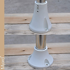 SMB3 Myard 3" Surface Mount Base Anchor Flange for 1.9" Swimming Pool Rail Handrail Ladder to Concrete or Wood Deck (Ivory White, 1-Pack)