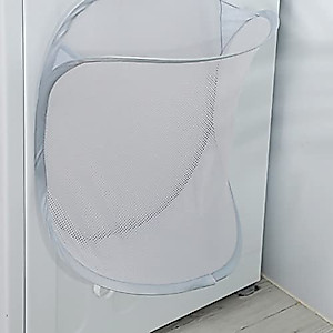 plplaaoo Hanging Laundry Hamper, Laundry Hamper with Hook, Hanging Laundry Basket, Mesh Collapsible Small Wall Laundry Baskets, Used for Bedroom, Bathroom, Guys and Girls Dorms(D)