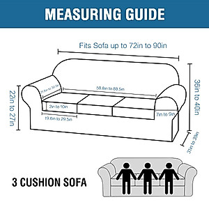 H.VERSAILTEX Modern Velvet Plush 4 Piece High Stretch Sofa Slipcover Sofa Cover Furniture Protector Form Fit Luxury Thick Velvet Sofa Cover for 3 Cushion Couch Width Up to 90 Inch (Sofa,Peacock Blue)