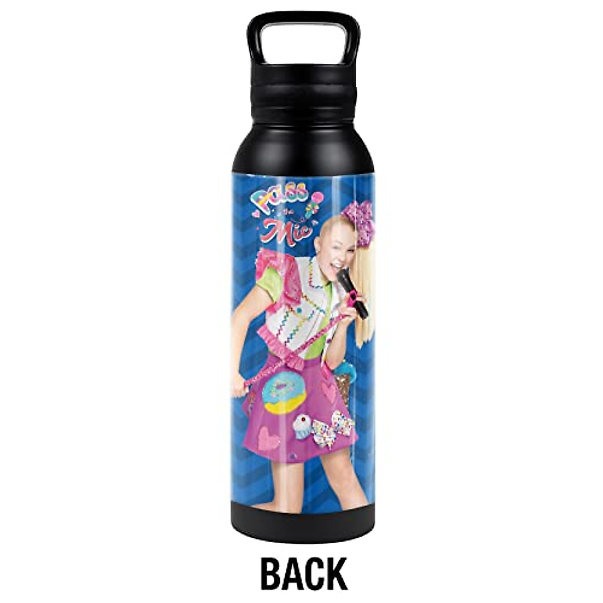 Jojo Siwa OFFICIAL Pass The Mic 24 oz Insulated Canteen Water Bottle, Leak Resistant, Vacuum Insulated Stainless Steel with Loop Cap