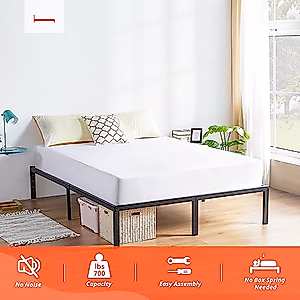 PrimaSleep 18 Inch Heavy Duty Steel Slat Anti-Slip Support, Easy Assembly Platform Bed frame, Noise Free Steel Mattress Foundation, Maximum Storage, No Box Spring Needed, Black, King Size