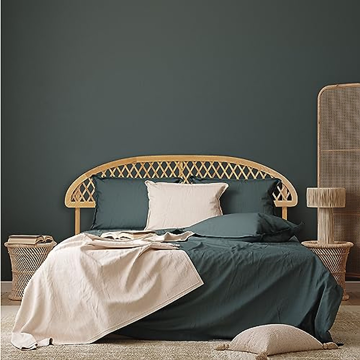 NTC Gem Wooden Bed Frame with Headboard, Solid Oak Foundation with Silent Slats and Wood Central Supports, 800 Lb Capacity, Effortless Assembly, King - Rustic Oak