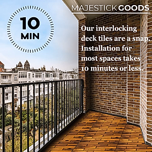 Interlocking Deck Tiles 8 Pack - Snap Together Wood Flooring | 12 x 12 Acacia Hardwood Outdoor Flooring for Patio | Click Floor Decking Tile Outdoors Balcony Flooring, Wooden Parquet Flooring (8)