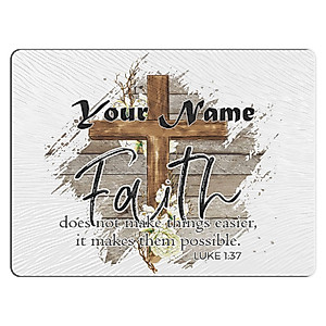 Bleu Reign Cutting Board Personalized Custom Name Luke 1-37 Faith Makes Things Possible 11x15 inches Textured Glass