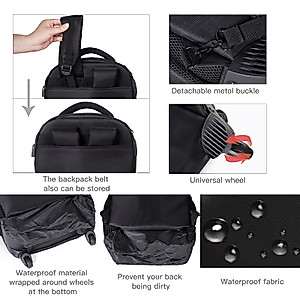 Temilla 360 °rotating Water Resistant Rolling Backpack with 4 Wheels,Travel Business College School，With Usb Charging Port (18-lnch)