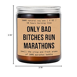 Only Bad Bitches Run Marathons Candle - Gift for Marathon Runner - Marathon Gift Candle - Marathon Girl Gift - Gift for Him Her