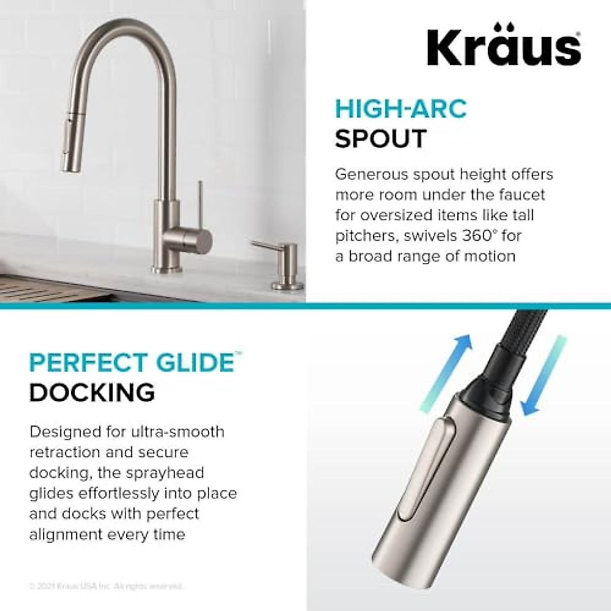 Kraus KPF-3104SFS Oletto Contemporary Pull-Down Single Handle Kitchen Faucet, 16.25 inch, Spot Free Stainless Steel