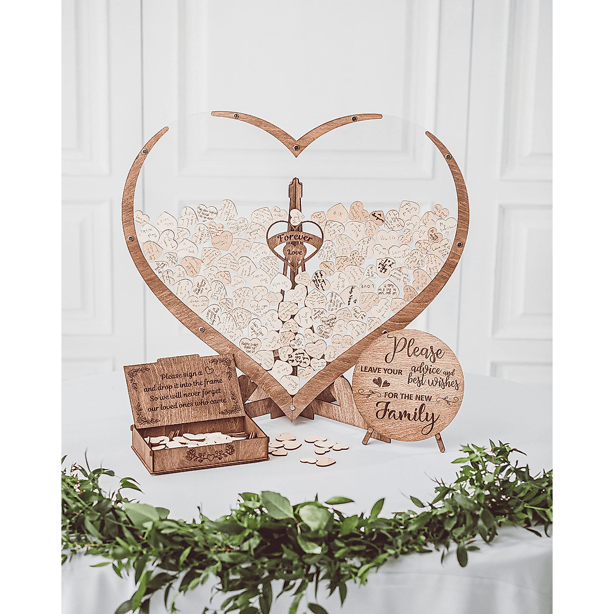 Wedding Guest Book Alternative | Guest Book Frame | Circle Frame Guest Book | Drop Top Frame from 200 hearts | Wooden Drop Box | Rustic Wedding Decor | Customize central part