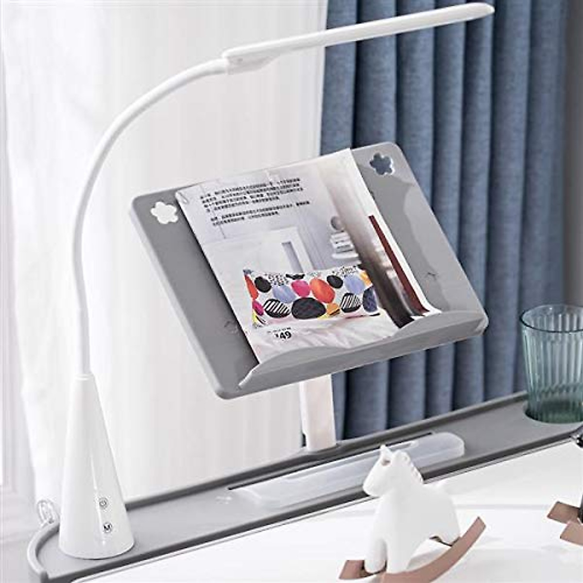 Kids Desk and Chair Set,Height Adjustable Ergonomic Children Sturdy Table with Drawer,Light,Metal Hook and Tilt Desktop for Boys Girls (Gray)