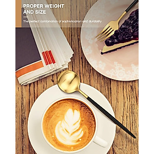 Black and Gold Silverware Set,Ollex 30-Piece Matte Silverware Set for 6 with Knives Forks Spoons Flatware Set Food-Grade Stainless Utensils Duty Modern Tableware Cutlery Set,Dishwasher Safe