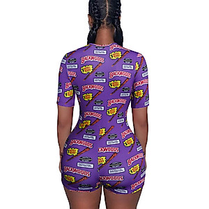 MissShorthair Short Sleeve Onesies for Women, Onesie Pajamas for Women Shorts (Backwoods Purple, XL)…