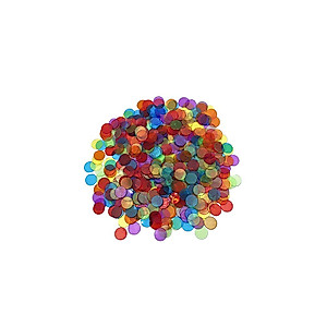 JUNWRROW 500 Pieces 3/4 inch Transparent 6 Color Bingo Counting Chips with Bag