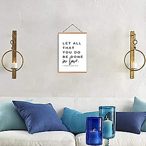 HPNIUB Natural Wood Magnetic Hanger Frame & Canvas Poster-Bible Verse Canvas Wall Art Print Inspirational Typography Positive Art Painting 28X45cm Frames Hanging Kit