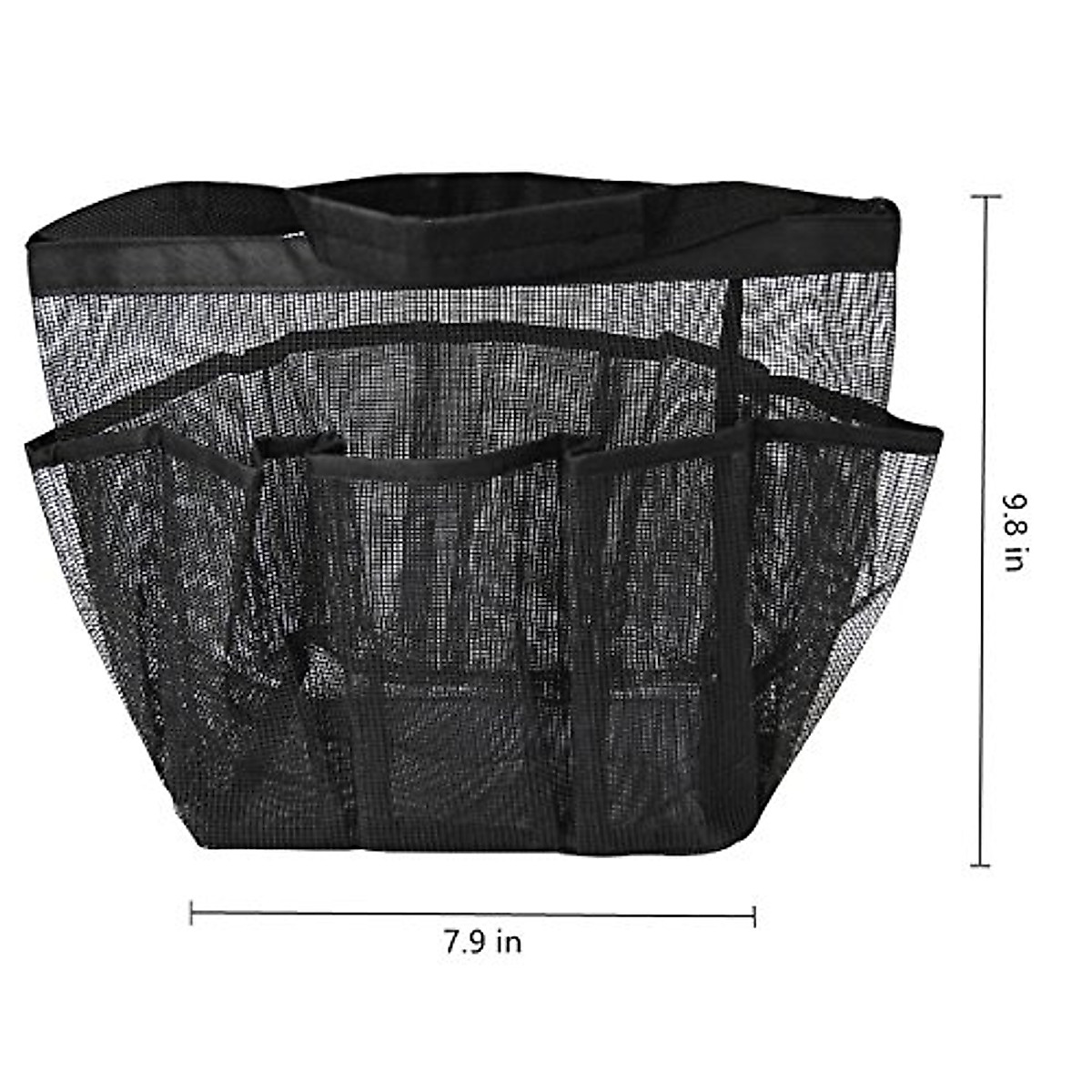 iPEGTOP Portable Mesh Shower Caddy, Quick Dry Shower Tote Hanging Bath & Toiletry Organizer Bag with 9 Storage Pockets, Double Handles for College Dorm, Travel, Gym & Camping, Black