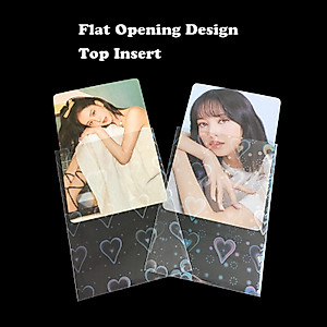 AEGIS 100pcs Photocard Sleeves Love Heart, Card Sleeves for MTG Transparent Waterproof and Dustproof, Trading Cards Sleeves Kpop Photocard Sleeves, Holographic Foil Cover, 61x88mm