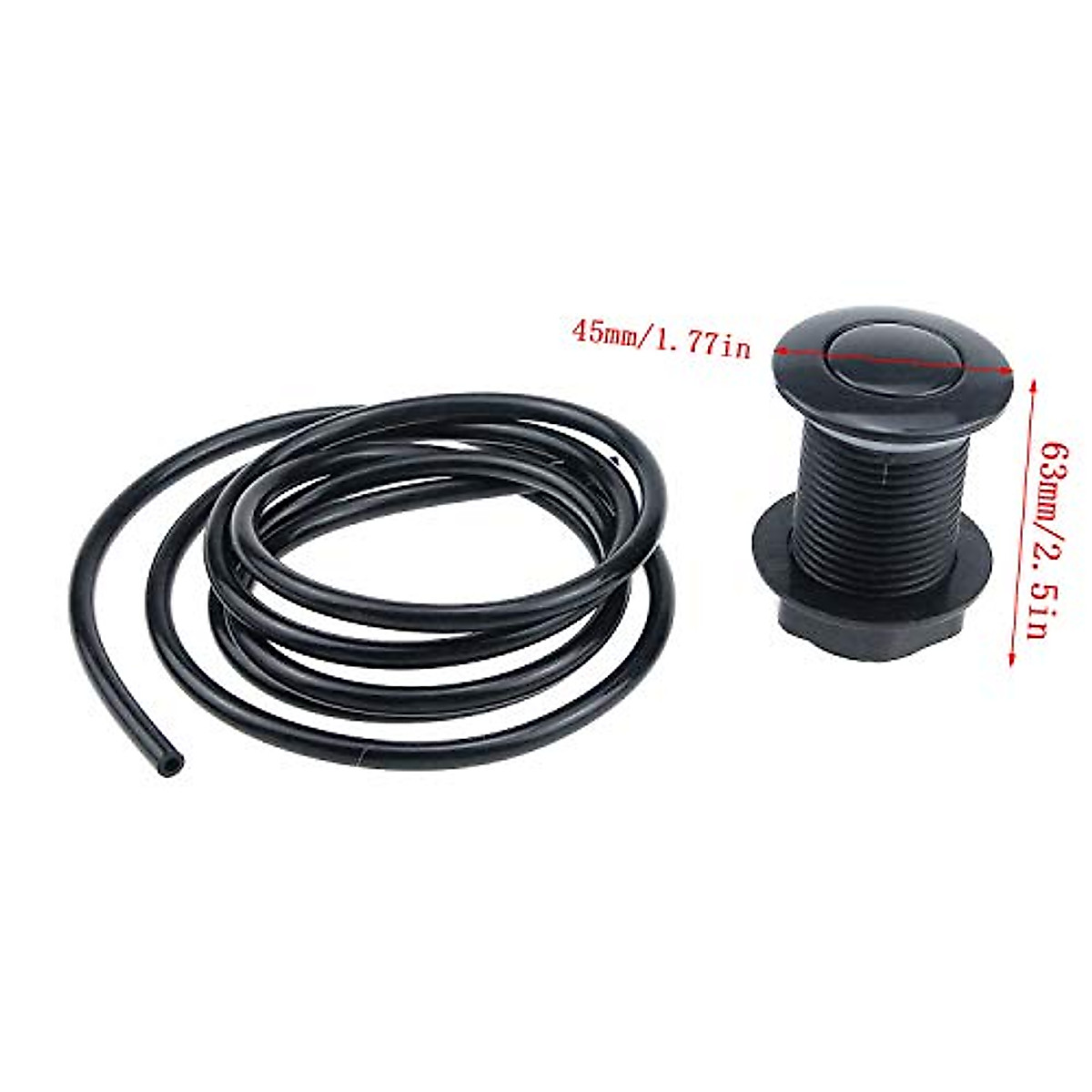 Meprotal Air Activated Switch Button with 1.5m/5ft Air Hose for Sink Garbage Disposal (Matte Black)