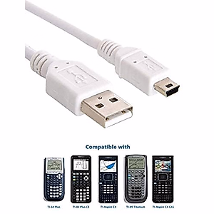 6FT Long USB Power Charger Cable for Texas Instruments ti-84 Plus CE Graphing Calculator/TI-84 Plus Graphing Calculator Charger (White)