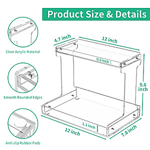 NPPLUS Bathroom Countertop Organizer, 2-Tier Clear Acrylic Counter Storage Shelf for Bathroom Counter Organizer, Clear Makeup Storage Vanity Trays for Cabinet, Kitchen Spice Rack