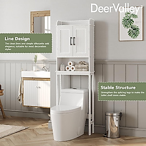 Deer Valley White Over The Toilet Storage Cabinet, Bathroom Storage Cabinet Organizer, Bathroom Shelf Over Toilet, DV-1BS0202