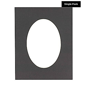 11x14 Mat Bevel Cut for 9x12 Photos - Precut Textured Black Oval Shaped Photo Mat Board Opening - Acid Free Matte to Protect Your Pictures - Bevel Cut for Family Photos, Pack of 1 Matboard