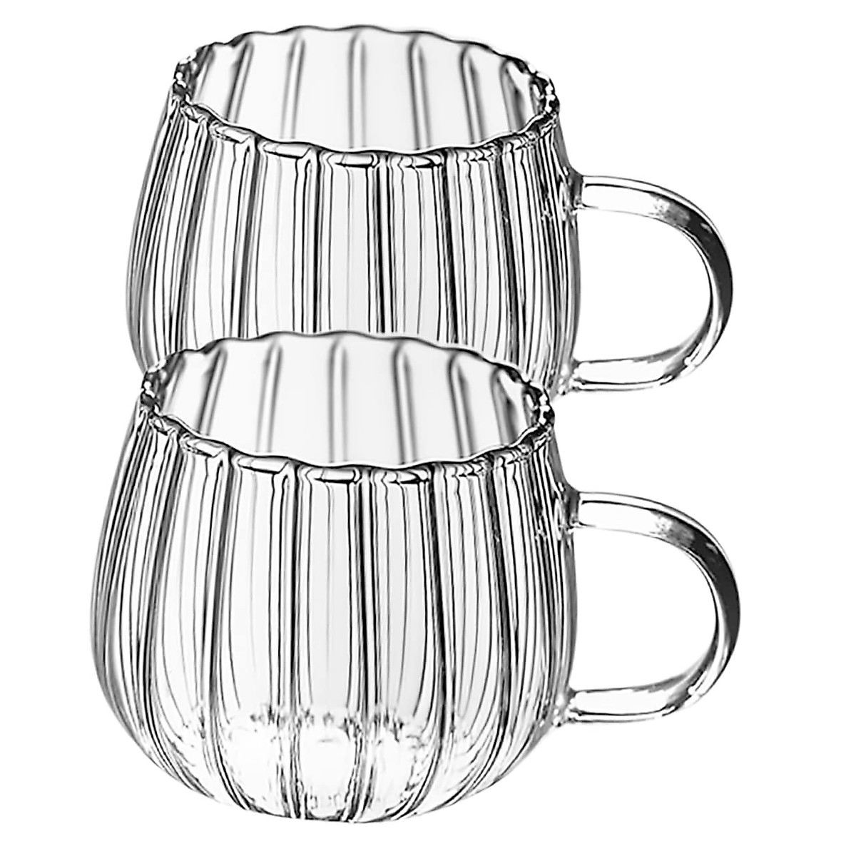 Angoily 2pcs Glass Pumpkin Cups 350ml Breakfast Cup for Milk Beer Cup Breakfast Glass Transparent Juice Cup Cocktail Cup Beverage Cup Transparent Whiskey Cup Drinking Cup Coffee Mug Clear Mug