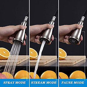 Touchless Kitchen Faucet with PullDown Sprayer,20 Single Kitchen Sink Faucets Black Pull Out Sprayer,High Arc Pulldown Single Handle for Motion Sensor 3 Hole Deck Mount (MJ-Brushed Nickel)