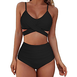 American Trends Womens High Waisted Bikini Swimsuits Push Up Bikini Sets Sexy Bathing Suits Two Piece Swimsuit