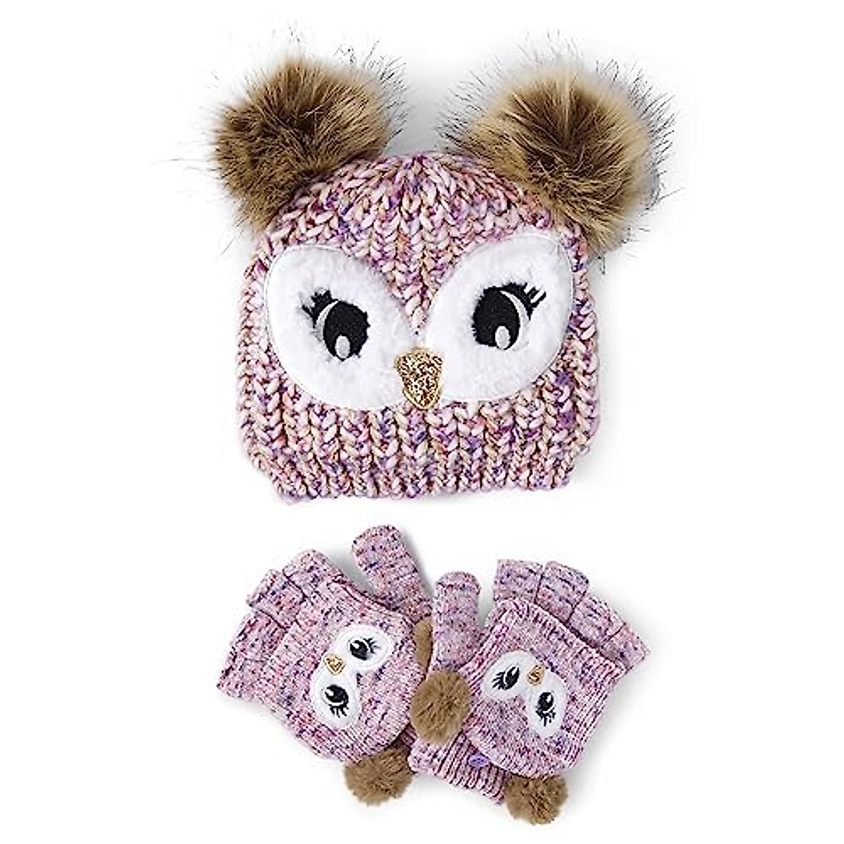 The Children's Place,2 Piece Set Winter Hat and Fingerless Kids Gloves,Multi Color,S/M(4-7YR)