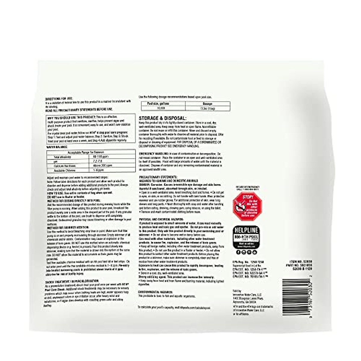 HTH Pool Care Shock, Swimming Pool Chlorinator Boosts Chlorine Levels, Cal Hypo Formula, 13.3 oz (Pack of 6)