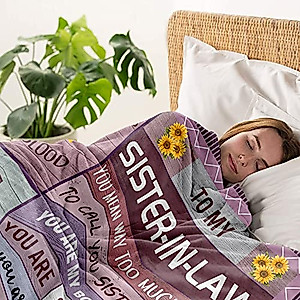 Quilazy Mothers Day Sister in Law Gifts for Sister in Law, Sister in Law Birthday Gifts, Gift for Sister in Law, Sister in Law Wedding Mother's Day Birthday Gift for Sister in Law Blanket 60"x 50"